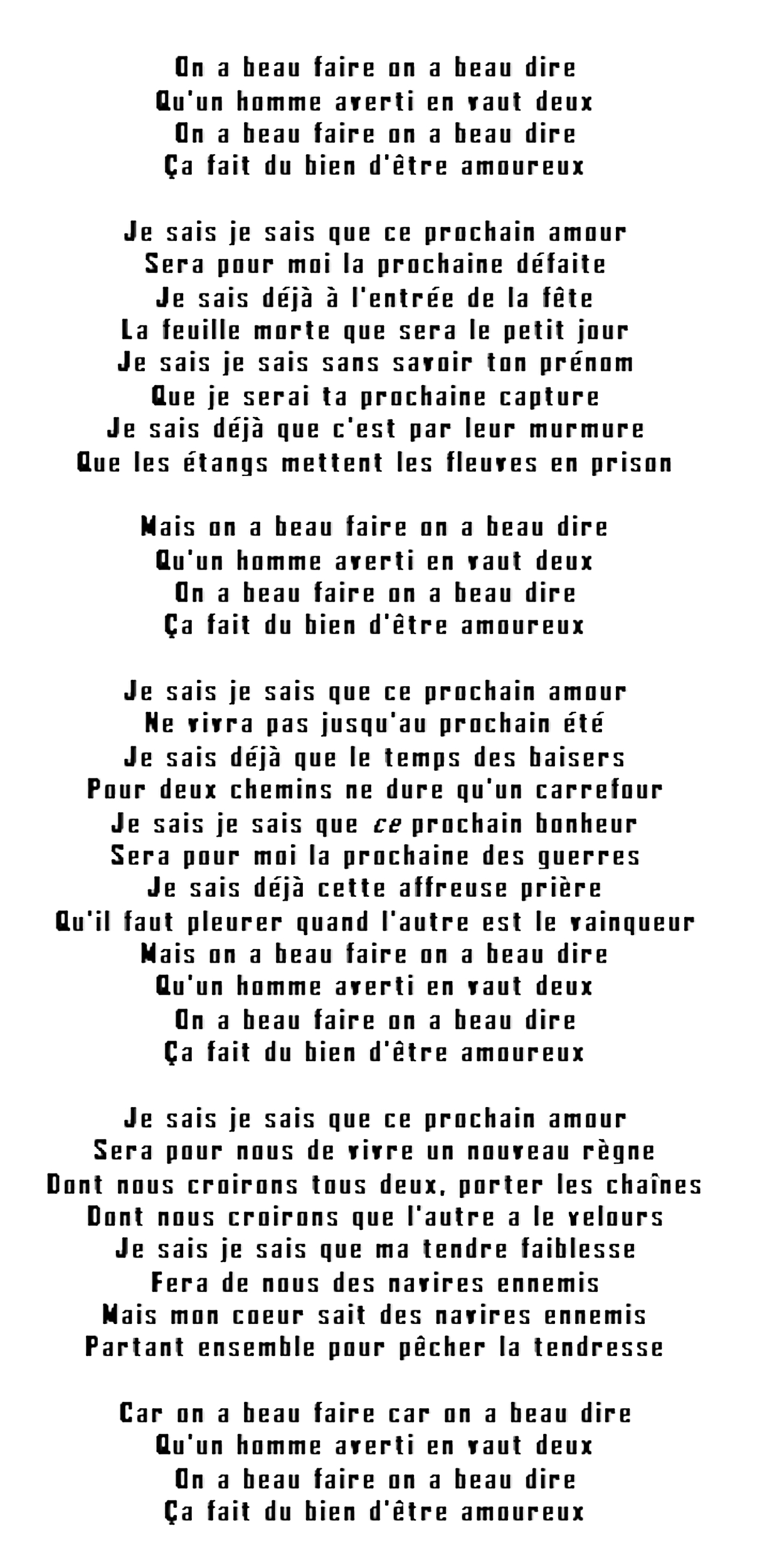 Le prochain amour – Libres jugements